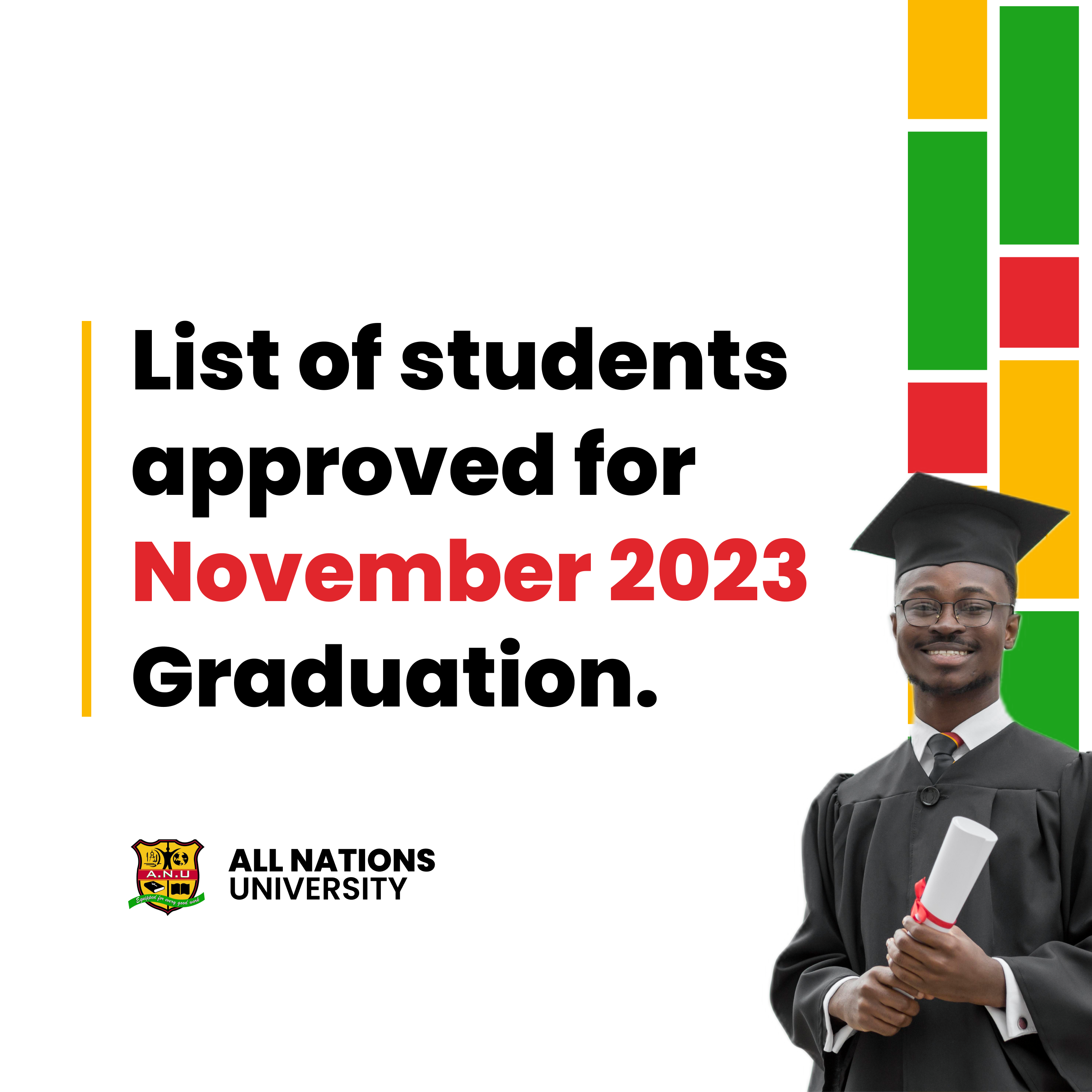 List of students approved for November 2023 Graduation – All Nations ...